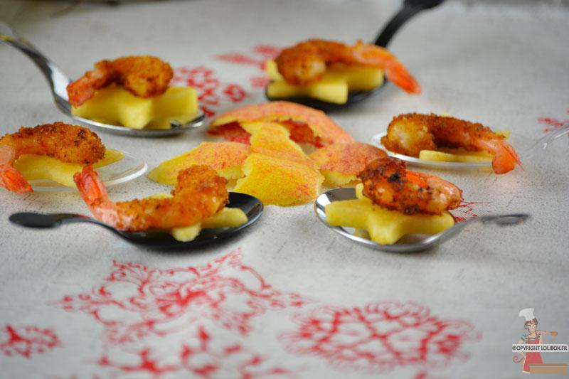 Crevettes panées au pain d'épices